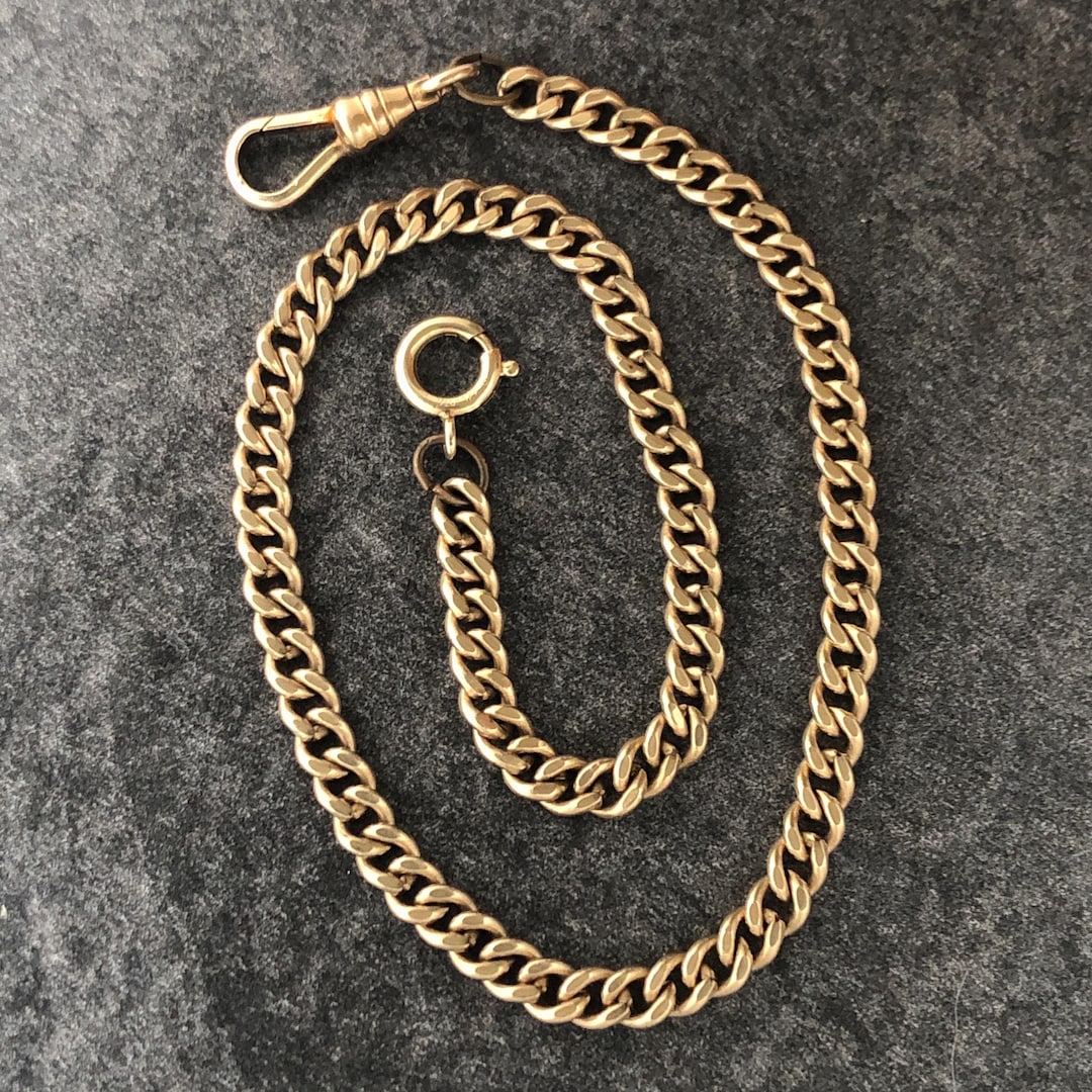 Vintage 12K Gold Filled Pocket Watch Chain With Spring Ring and Clip in ...