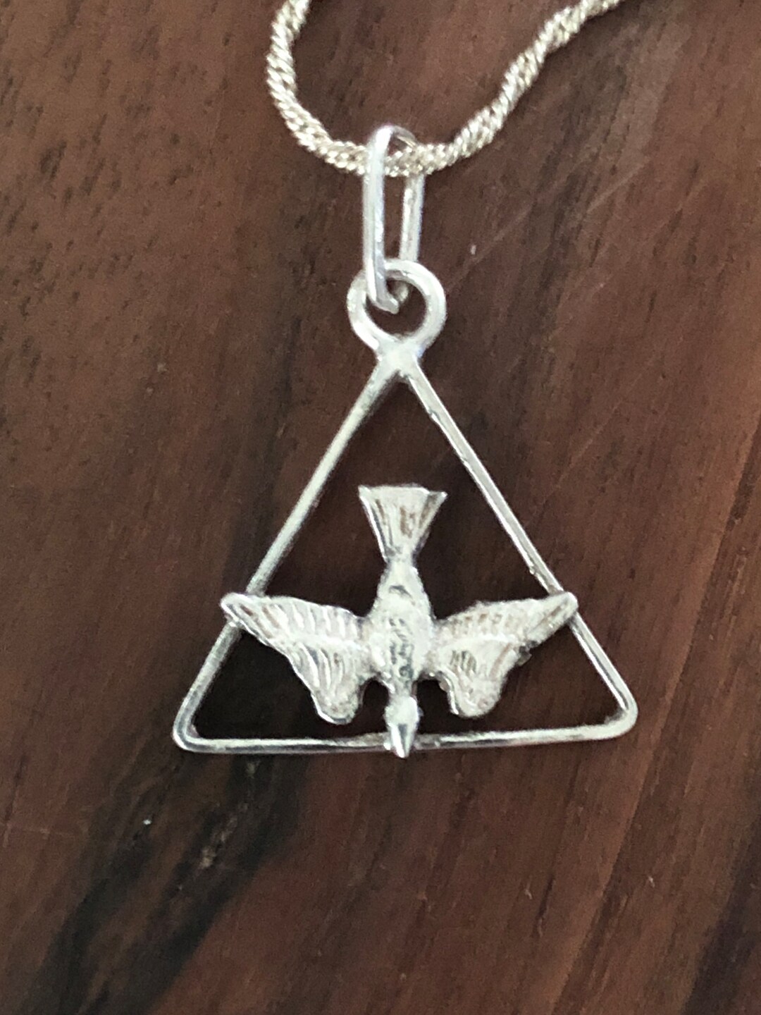 Sterling Silver Peace Dove Pendant and Chain 925 Mid Century Modernist ...