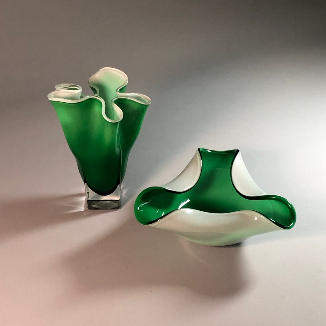 Floating Glass Handkerchief Vase Mid-century Art Glass With - Etsy