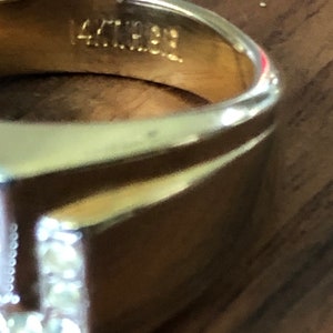 Vintage 14K Gold HGE and Rhinestone Ring Mid-century Unisex or Men's ...