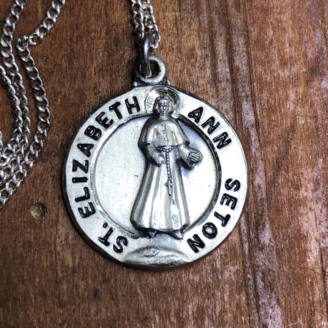 Saint Elizabeth Ann Seton Medal Vintage Sterling Silver Pendant and ...