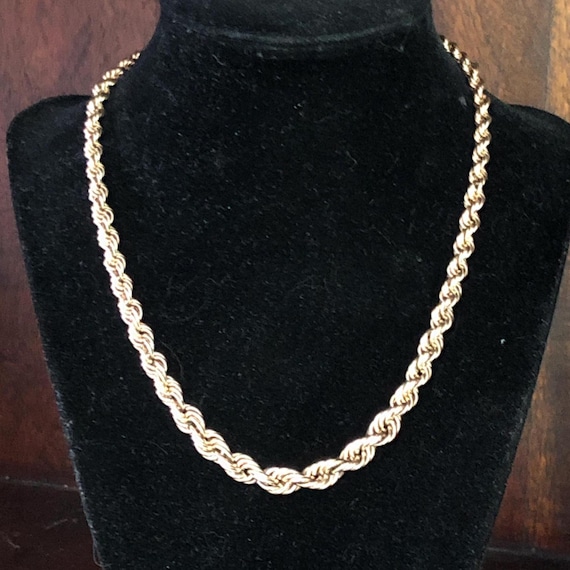 12K GF Graduated Rope Chain Necklace and Bracelet Vin… - Gem