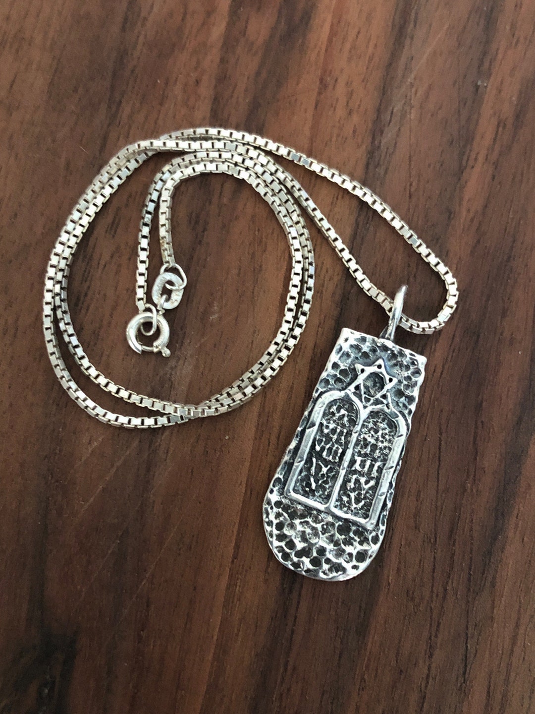 Star of David on Ten Commandments Pendant Vintage Sterling Silver ...