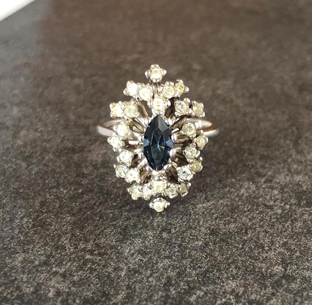 Vintage 18K Heavy White Gold Electroplate and Simulated Diamond and ...