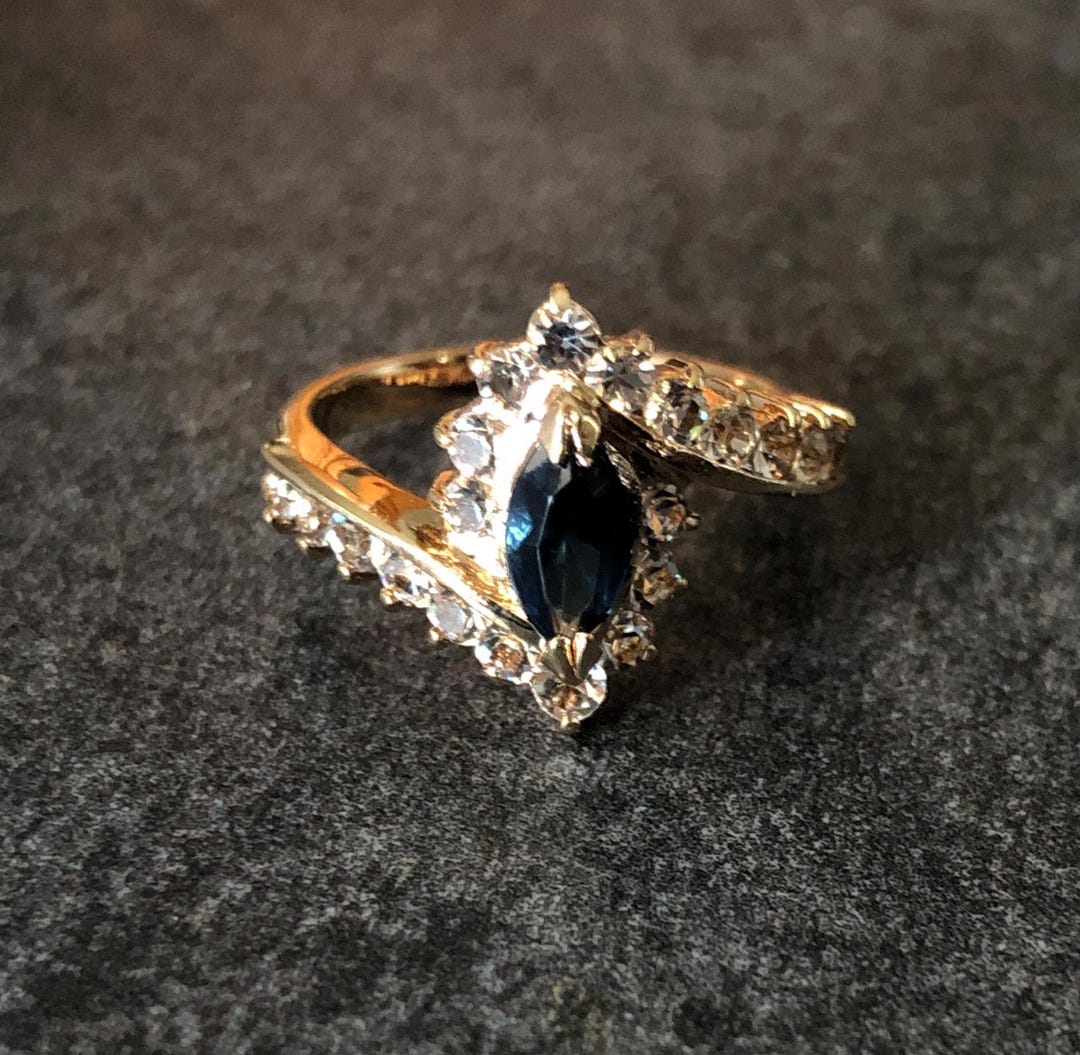 Vintage 18K Heavy Yellow Gold Electroplate and Simulated Diamond and ...