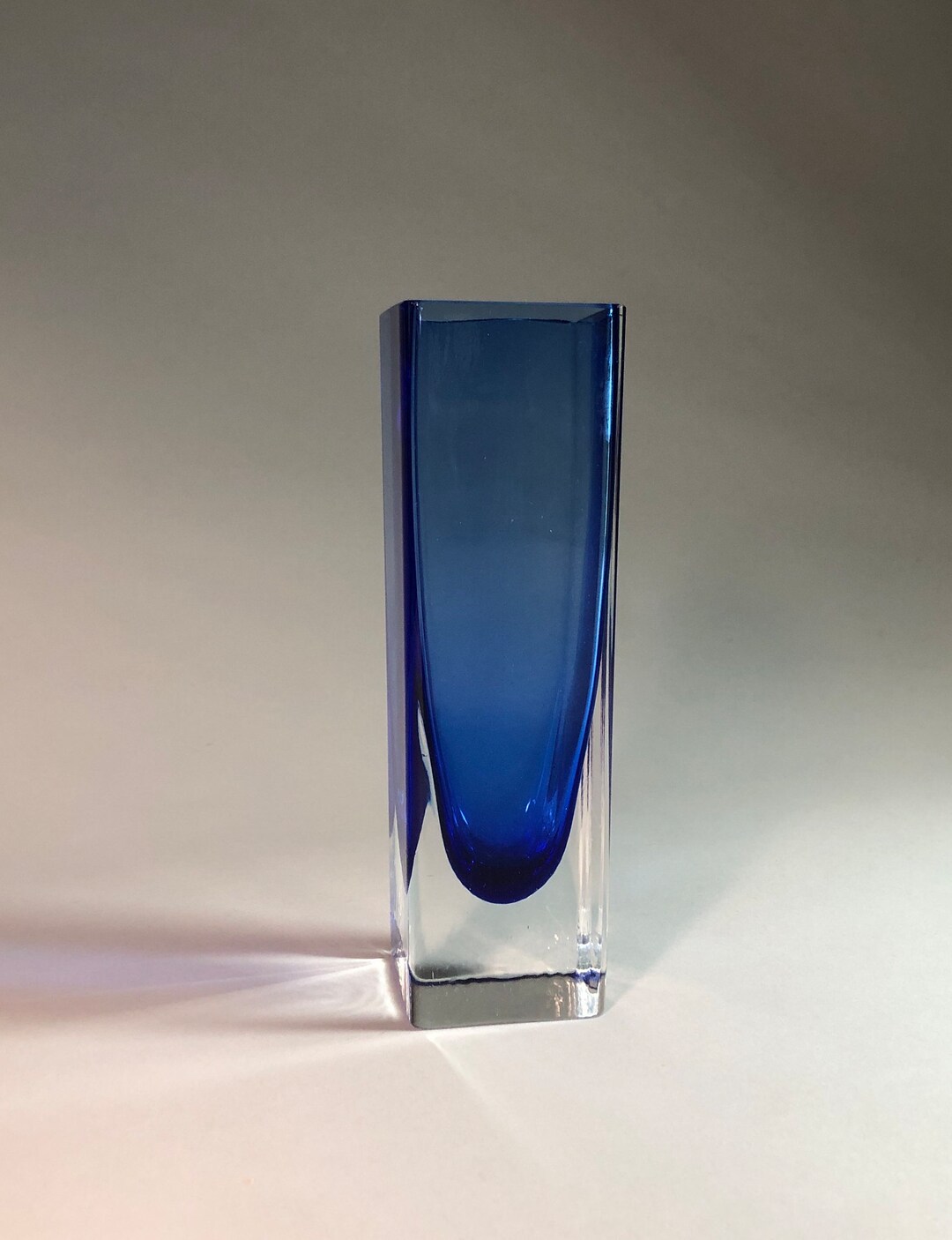 Floating Vase Mid-century Cobalt Blue Over Clear Hand Blown Art Glass ...