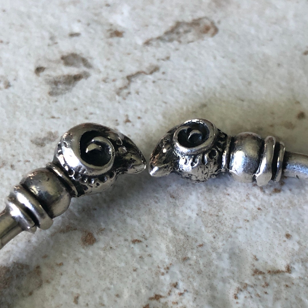 Sterling Silver West Indian Bangle Bracelet or Bayra With Rams Heads ...