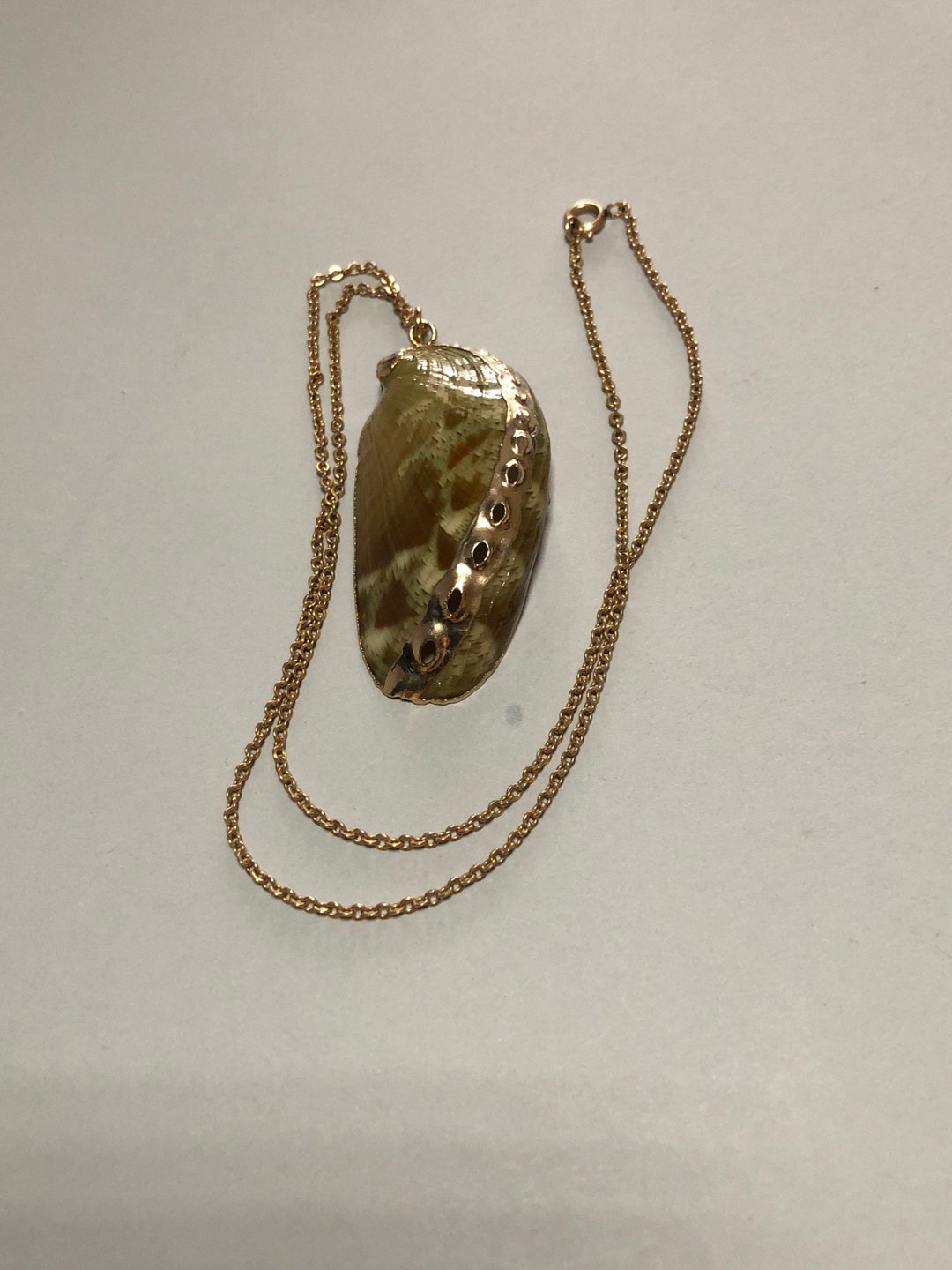 Gold Filled Chain With Gilded Abalone Shell Great Vintage Summer ...