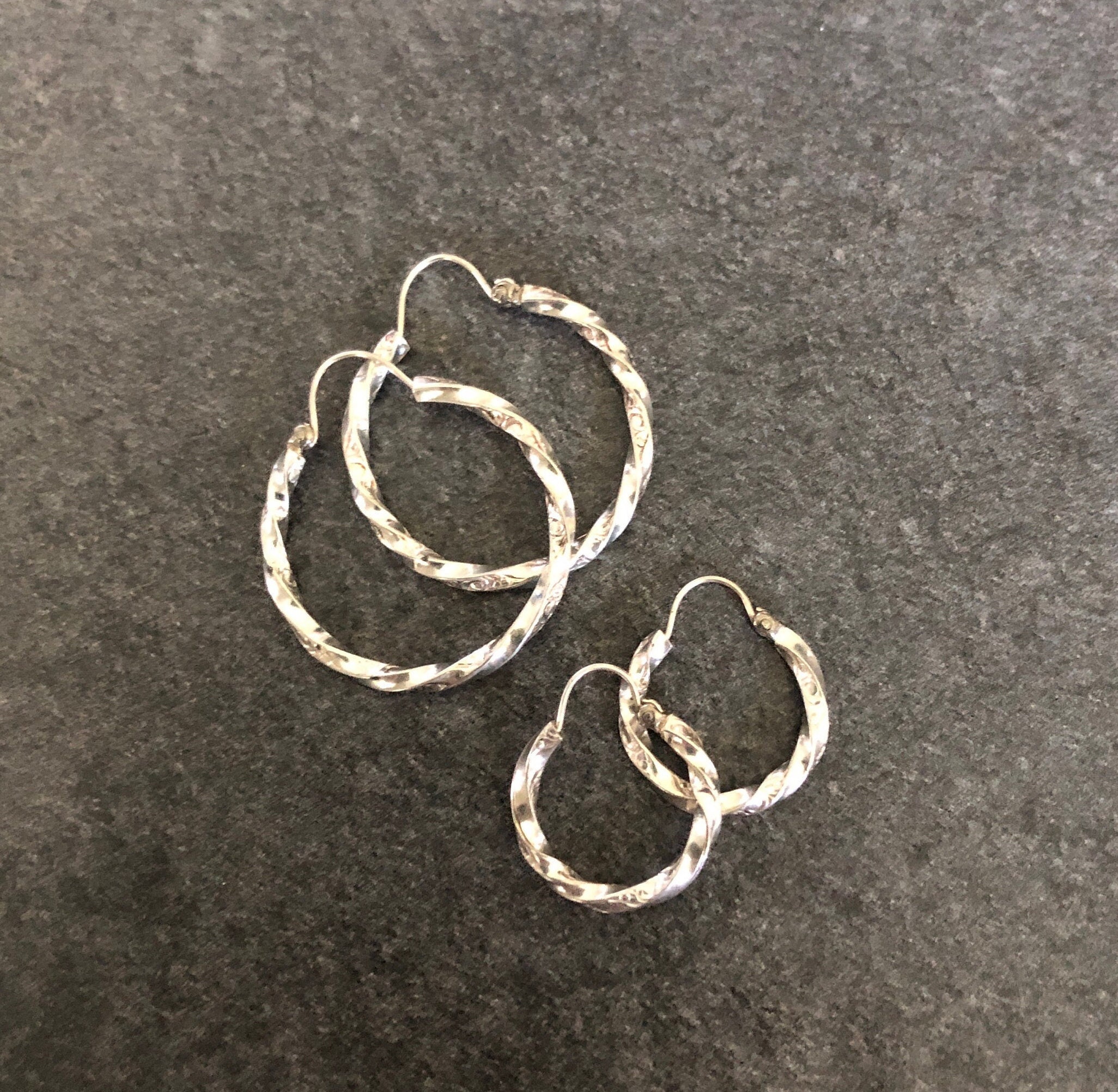 Vintage silver hoops store
