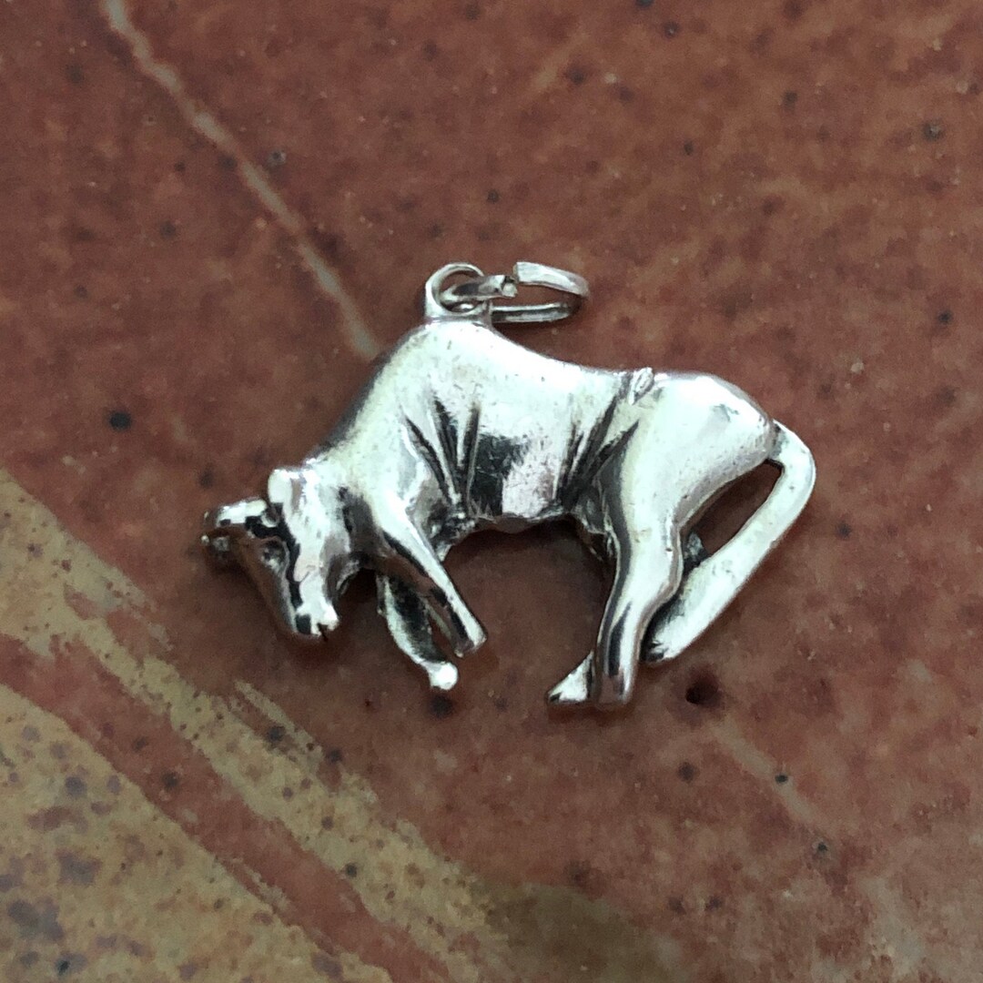 Sterling Bull Charm Vintage Mid-century Charm Spain Mexico Travel ...