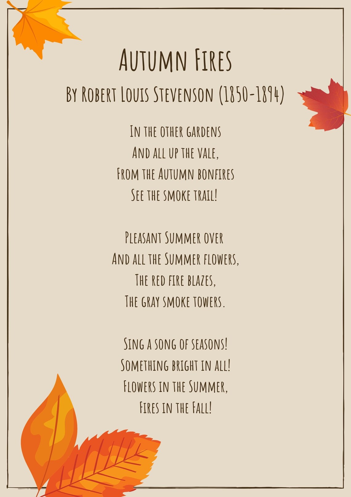 Seasonal Poetry Pack Autumn/Fall Themed Poetry for Poetry | Etsy