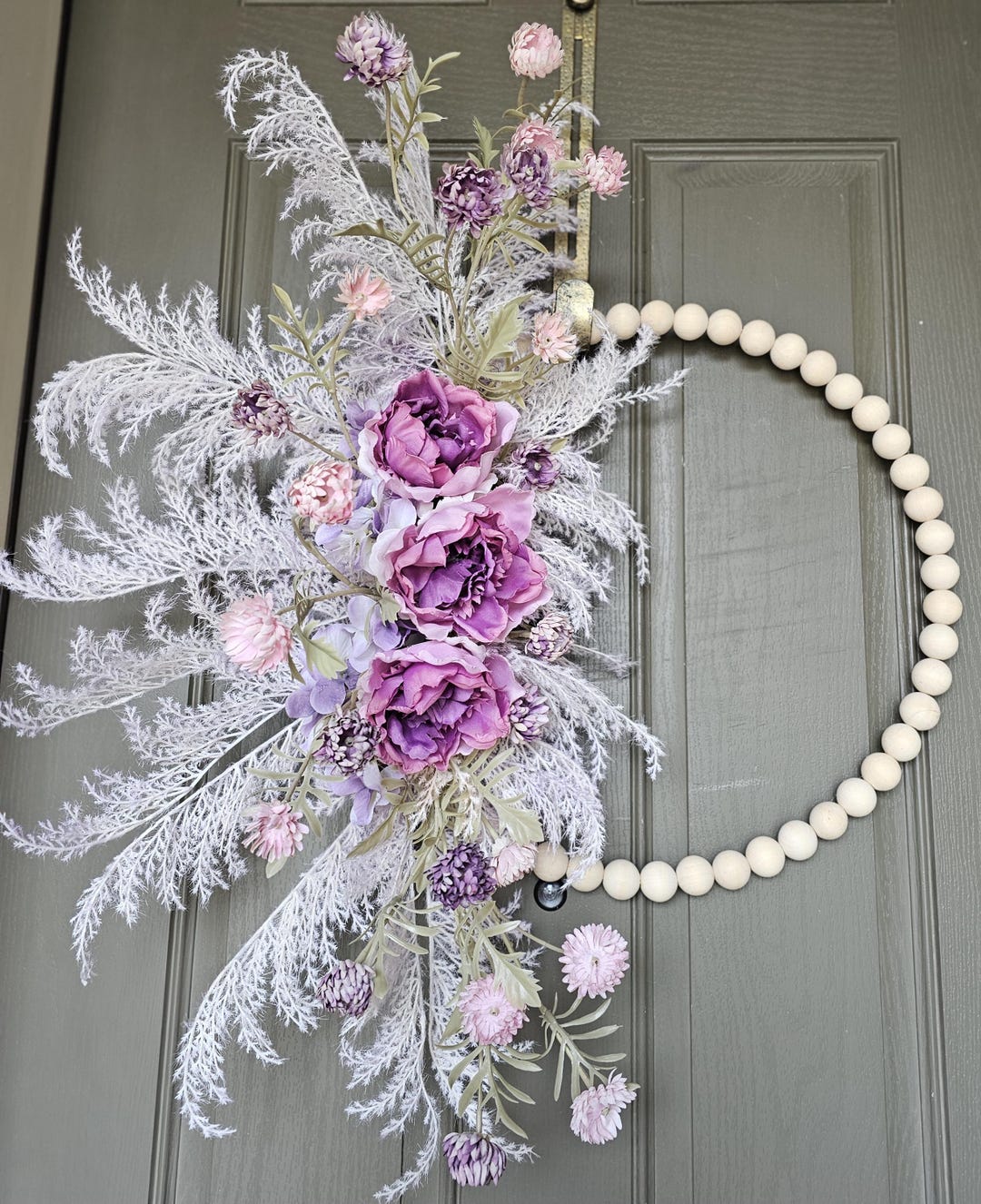 Boho Style Wreath. Modern Wreath for Front Door, Peonies and Faux ...