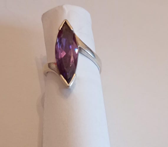 Vintage Stuller Sterling Silver Ring with Marquis Cut… - Gem