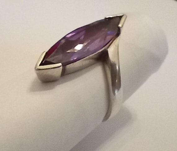 Vintage Stuller Sterling Silver Ring with Marquis Cut… - Gem