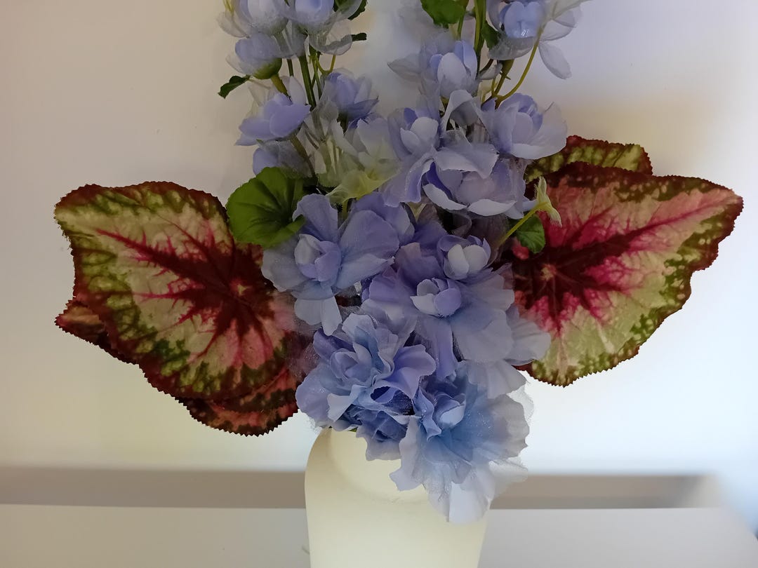 Royal Begonia and Purple Delphiniums: Artificial Flower Bouquet - Etsy