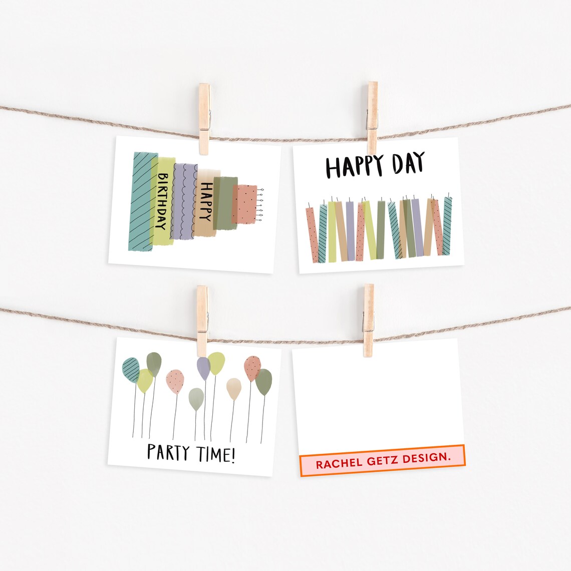 Printable Pastel Birthday Card Pack // Birthday Cards // A2 Cards ...