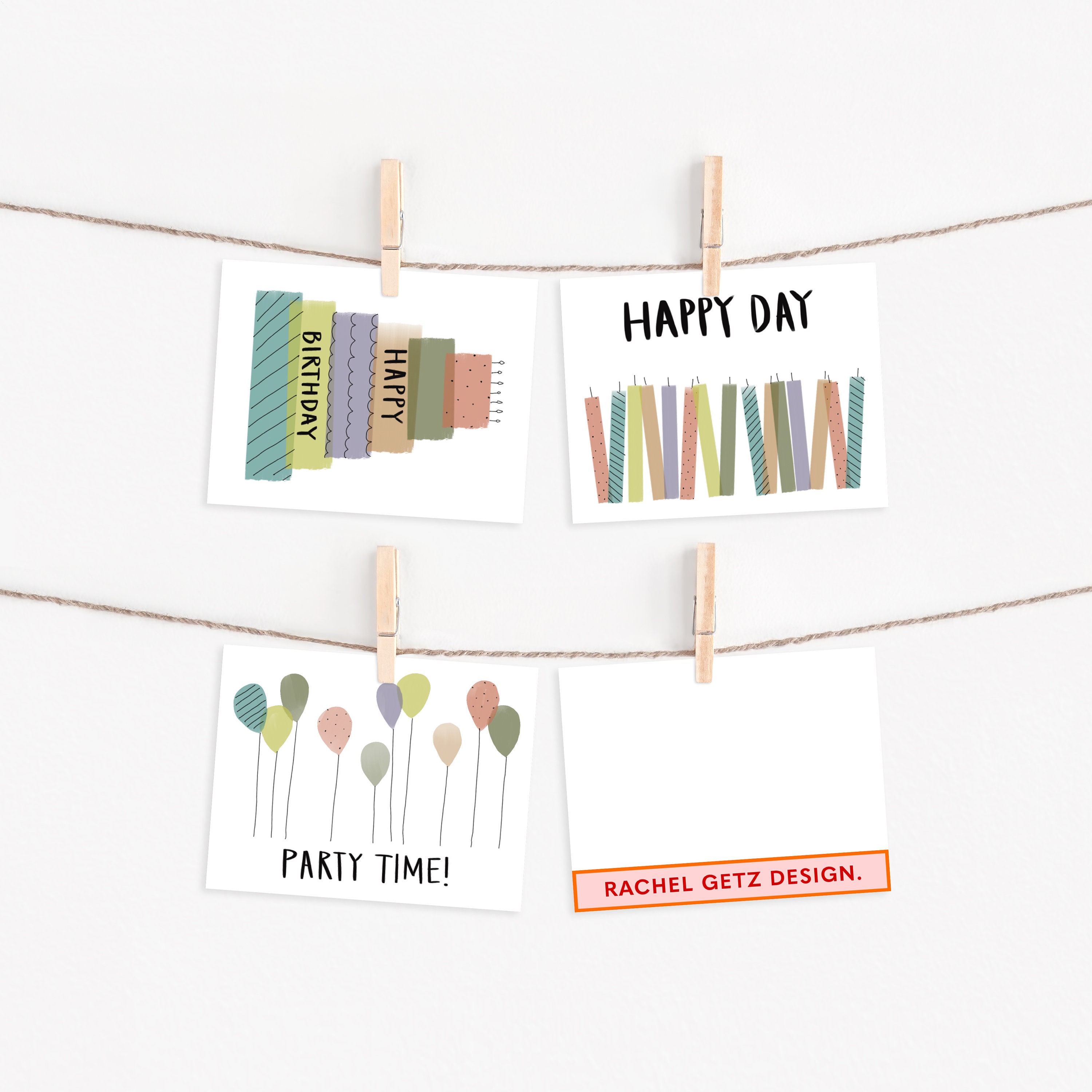 Printable Pastel Birthday Card Pack // Birthday Cards // A2 Cards ...