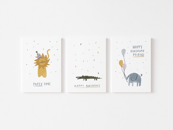 Printable Animal Birthday Card Pack // Birthday Cards // 5x7 - Etsy