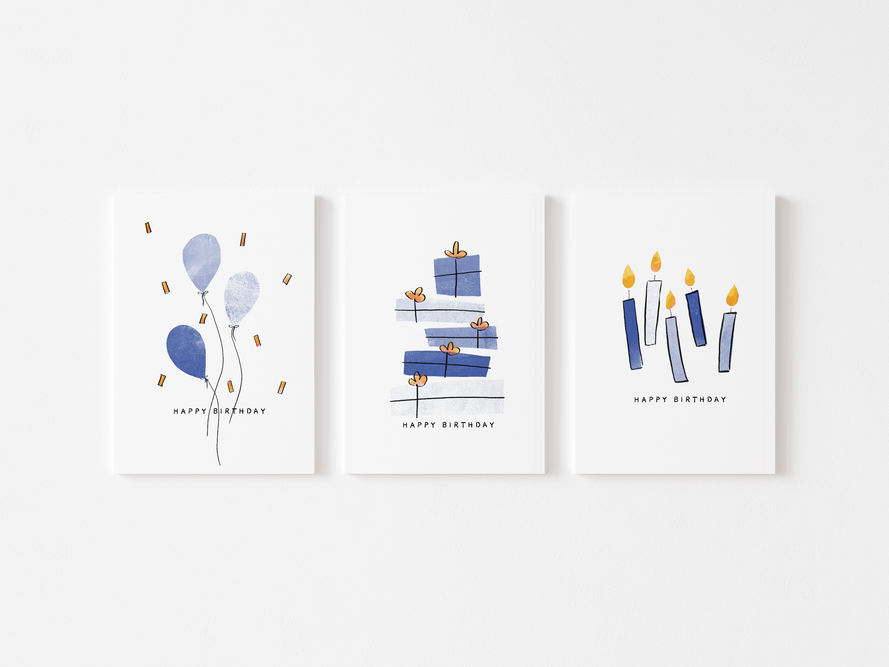 Printable Blue Birthday Card Pack // Birthday Cards // 5x7 Cards ...