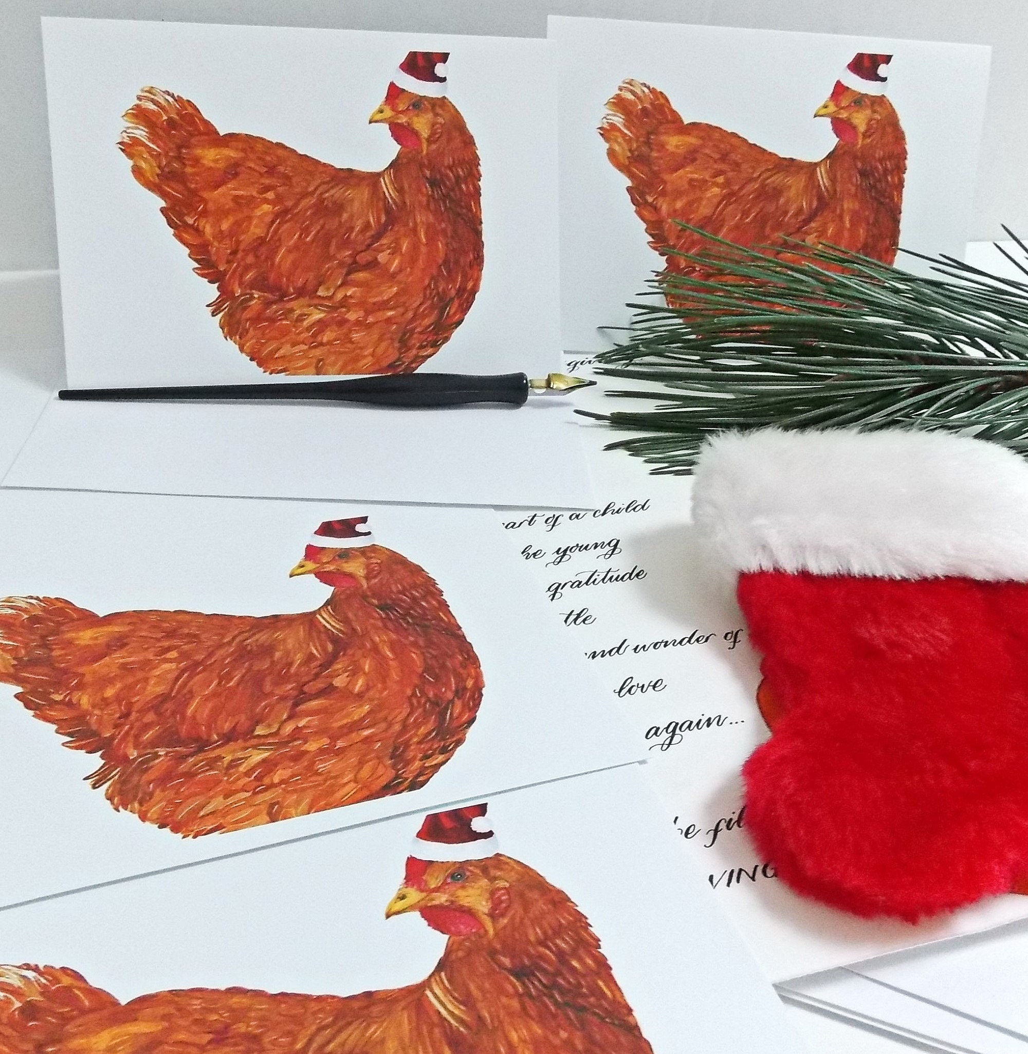 Christmas Chicken- Cards With Envelope - Etsy
