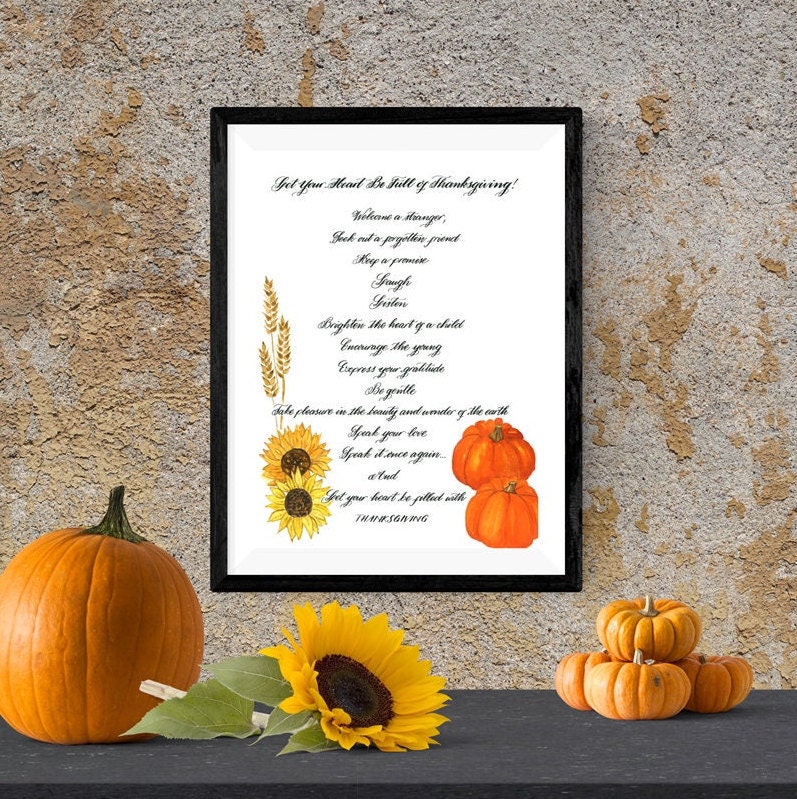 Thanksgiving Greeting/thanksgiving Poem Print Ready - Etsy
