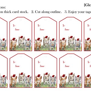 Pigs in a Santa Hats Christmas/holiday Card and Gift Tags Digital ...