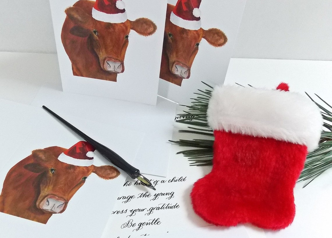 Christmas on the Farm Cards 5 Cards With White Envelopes - Etsy