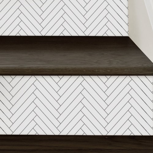 Water Color Herringbone Winter Grey Stair Riser Decals - Etsy
