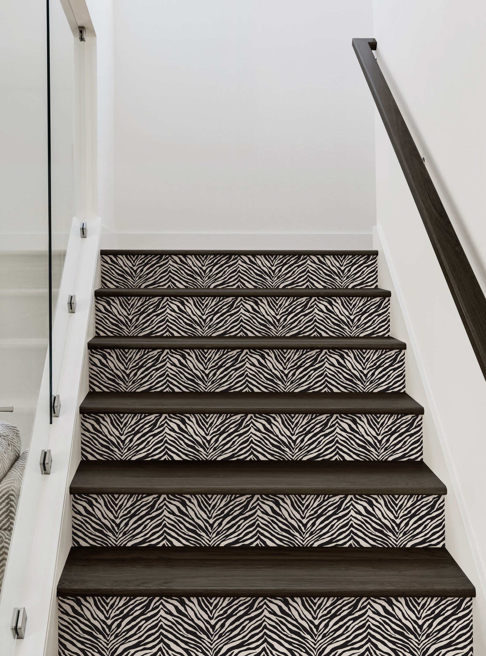 Zebra Print Black Stair Riser Decals - Etsy