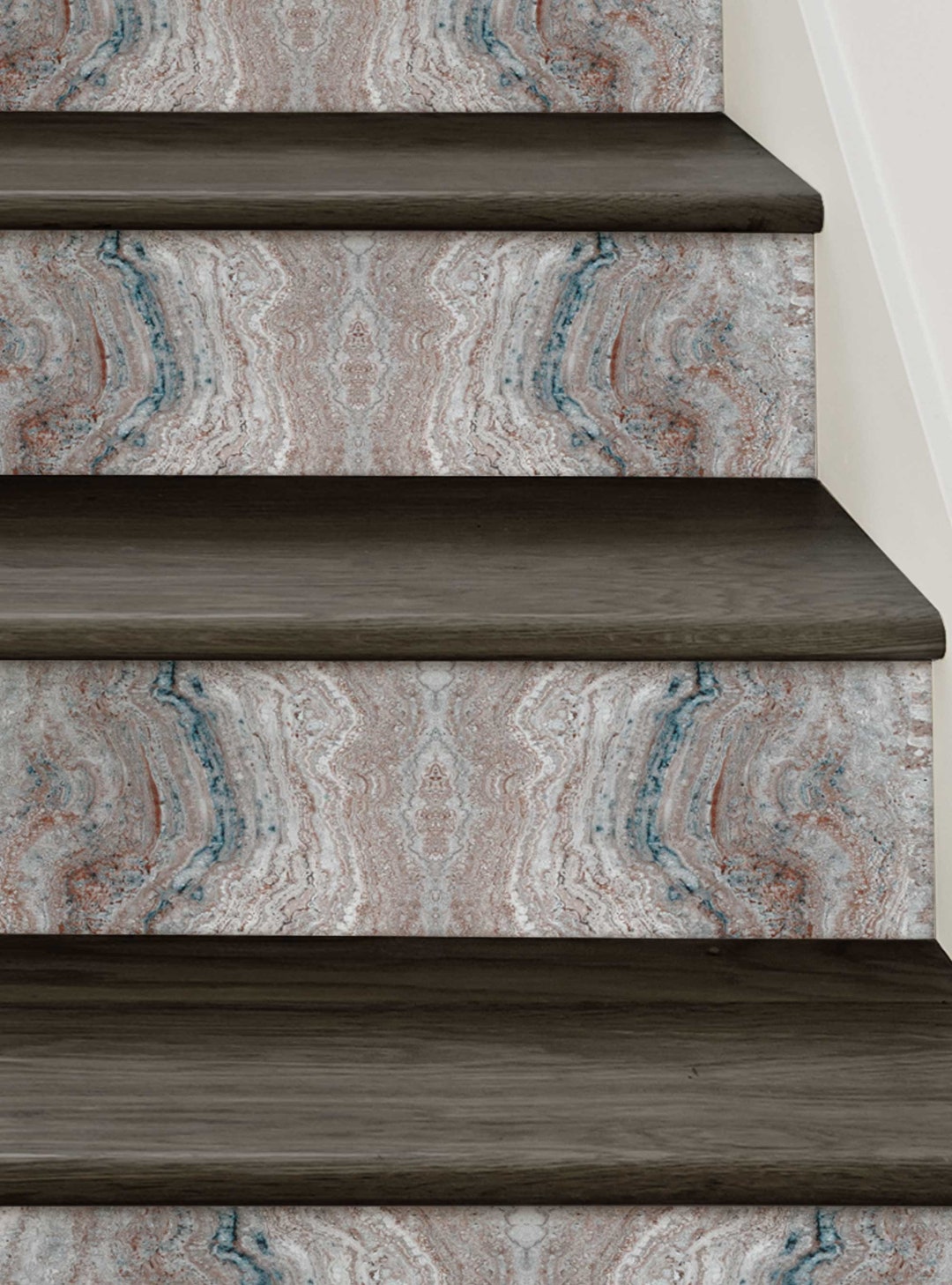Worn Persian Sediment, Grey, Stair Riser Decals - Etsy