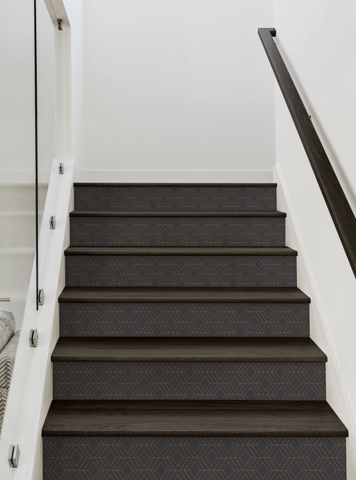 Diamond Geometric Art Deco Lines Ebony Stair Riser Wallpaper | Etsy