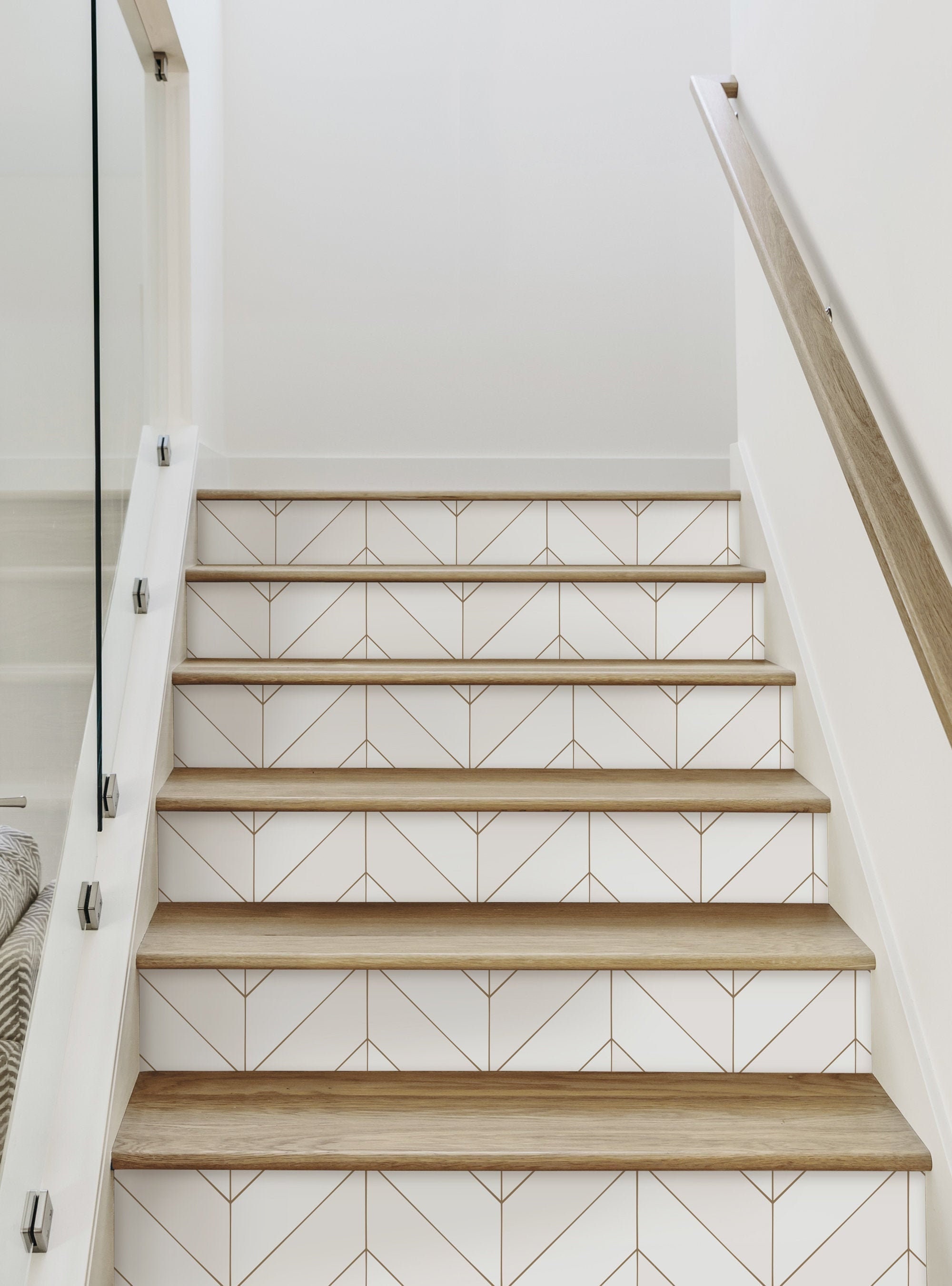 Gold Lines Chevron Off-white Stair Riser Decals - Etsy