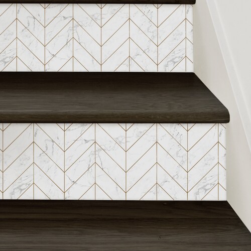 Gold Lines Chevron Off-white Stair Riser Decals - Etsy
