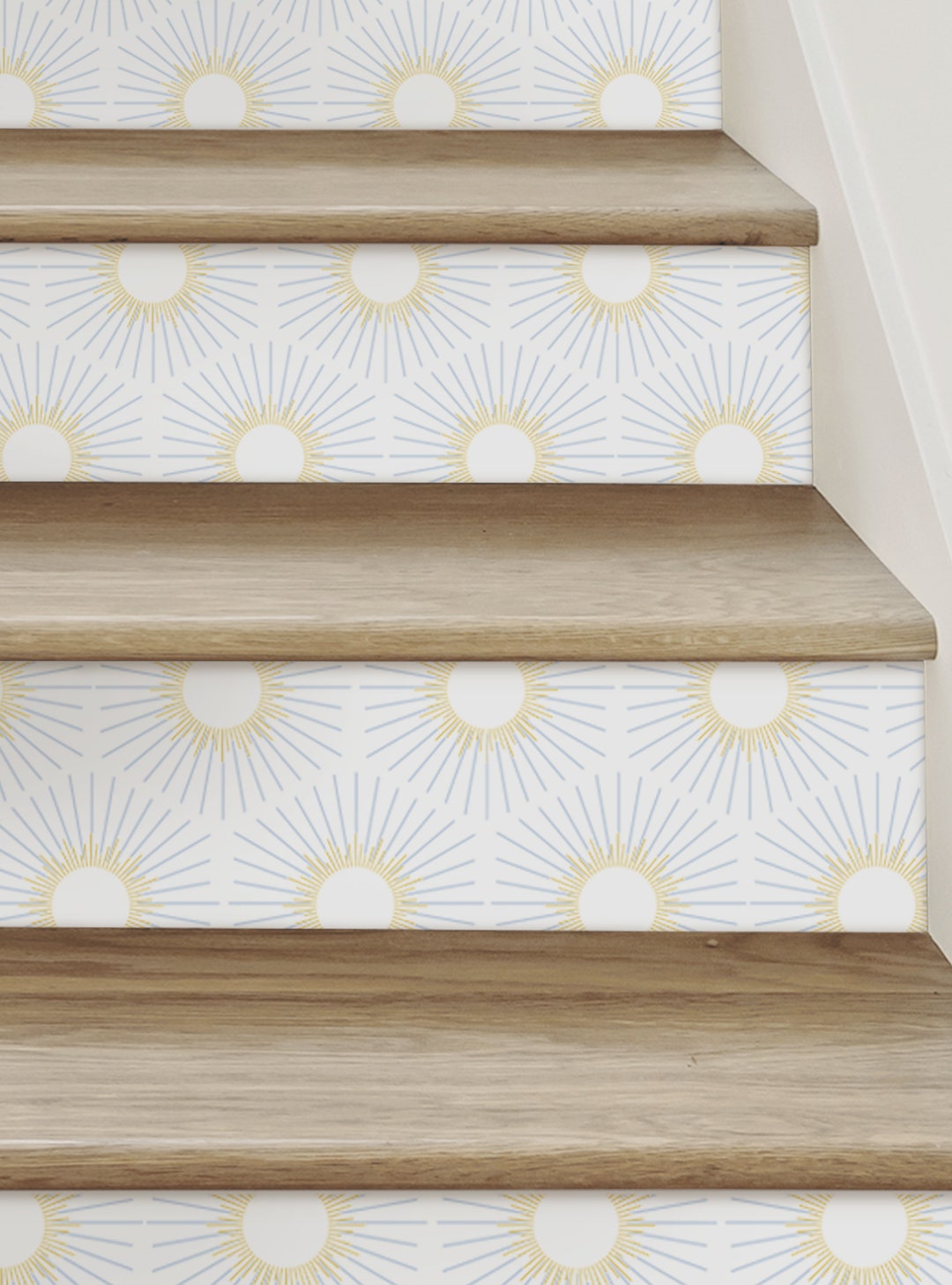 Sunburst, Yellow Blue, Stair Riser Decals - Etsy