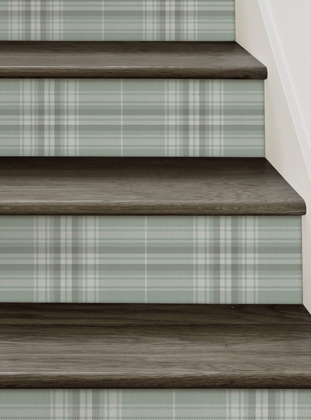 Cozy Plaid, Sage, Stair Riser Decals - Etsy