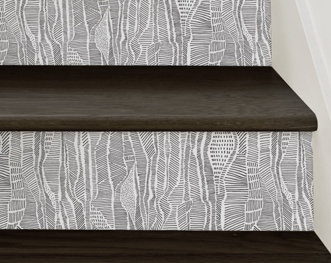 Painted Vertical Lines, Custom Color, Vinyl Peel and Stick Stair Riser ...