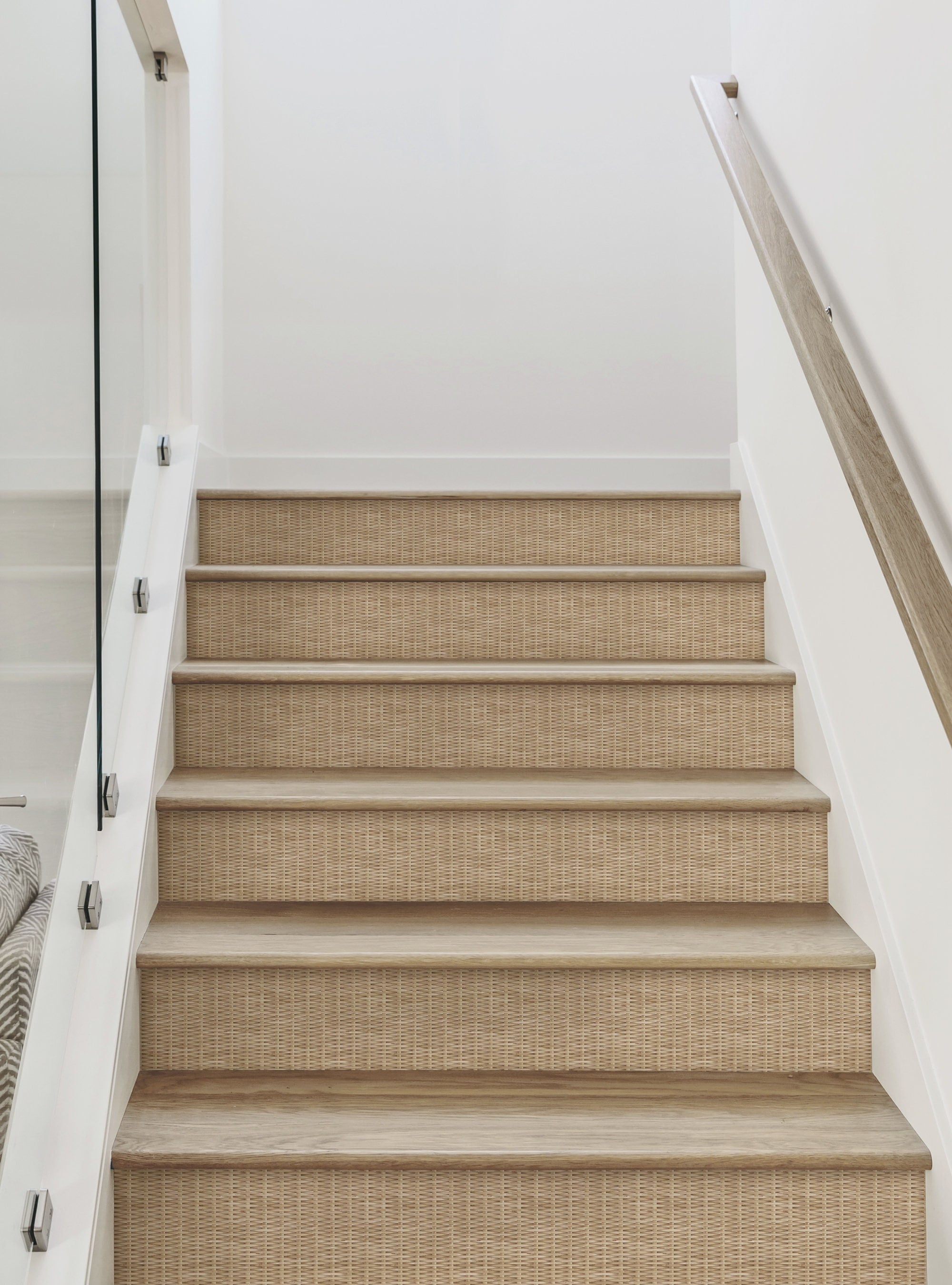 Rattan Weave Look, Natural, Self Adhesive Repositionable Stair Riser ...