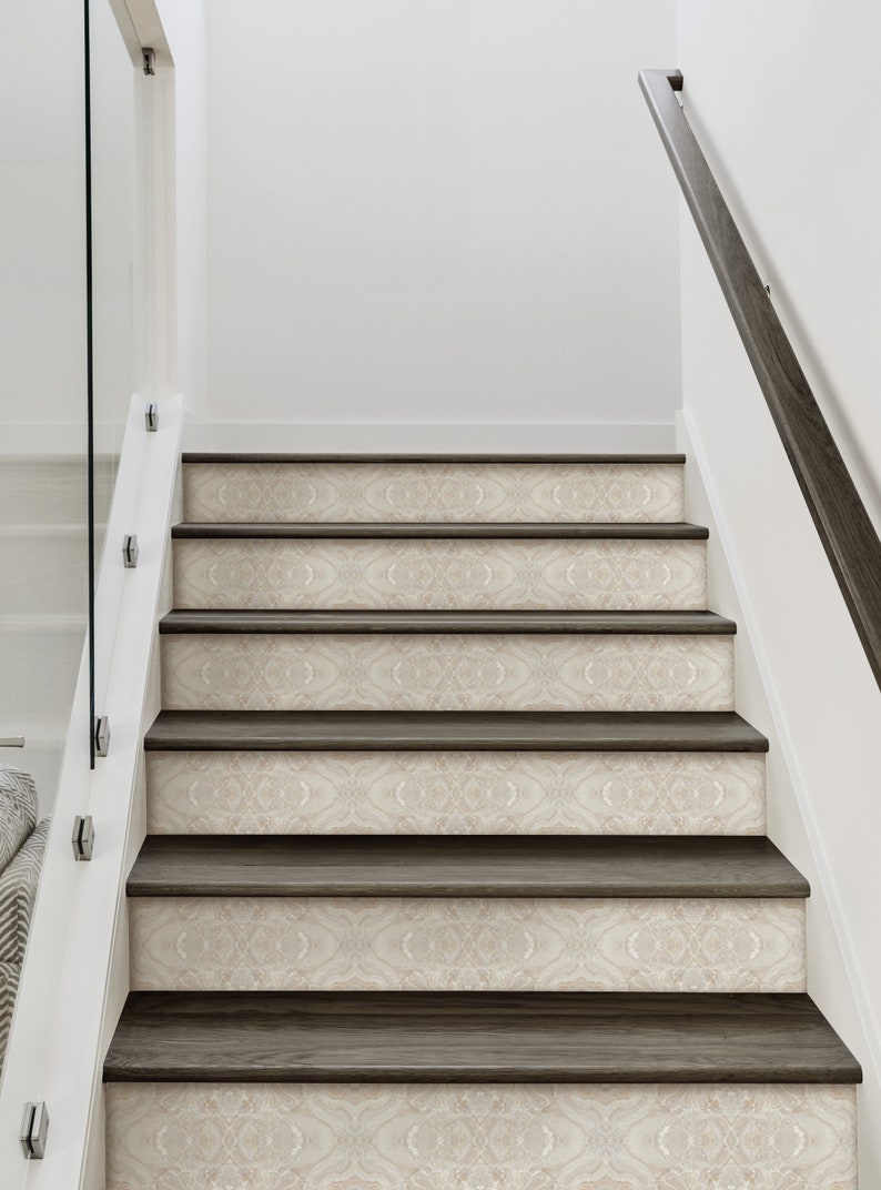 Patterned Marble Beige Stair Riser Decals - Etsy