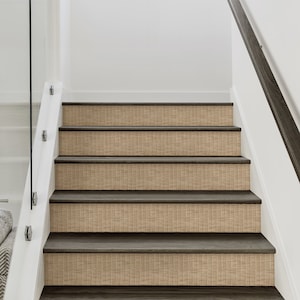Rattan Weave Look, Natural, Self Adhesive Repositionable Stair Riser ...