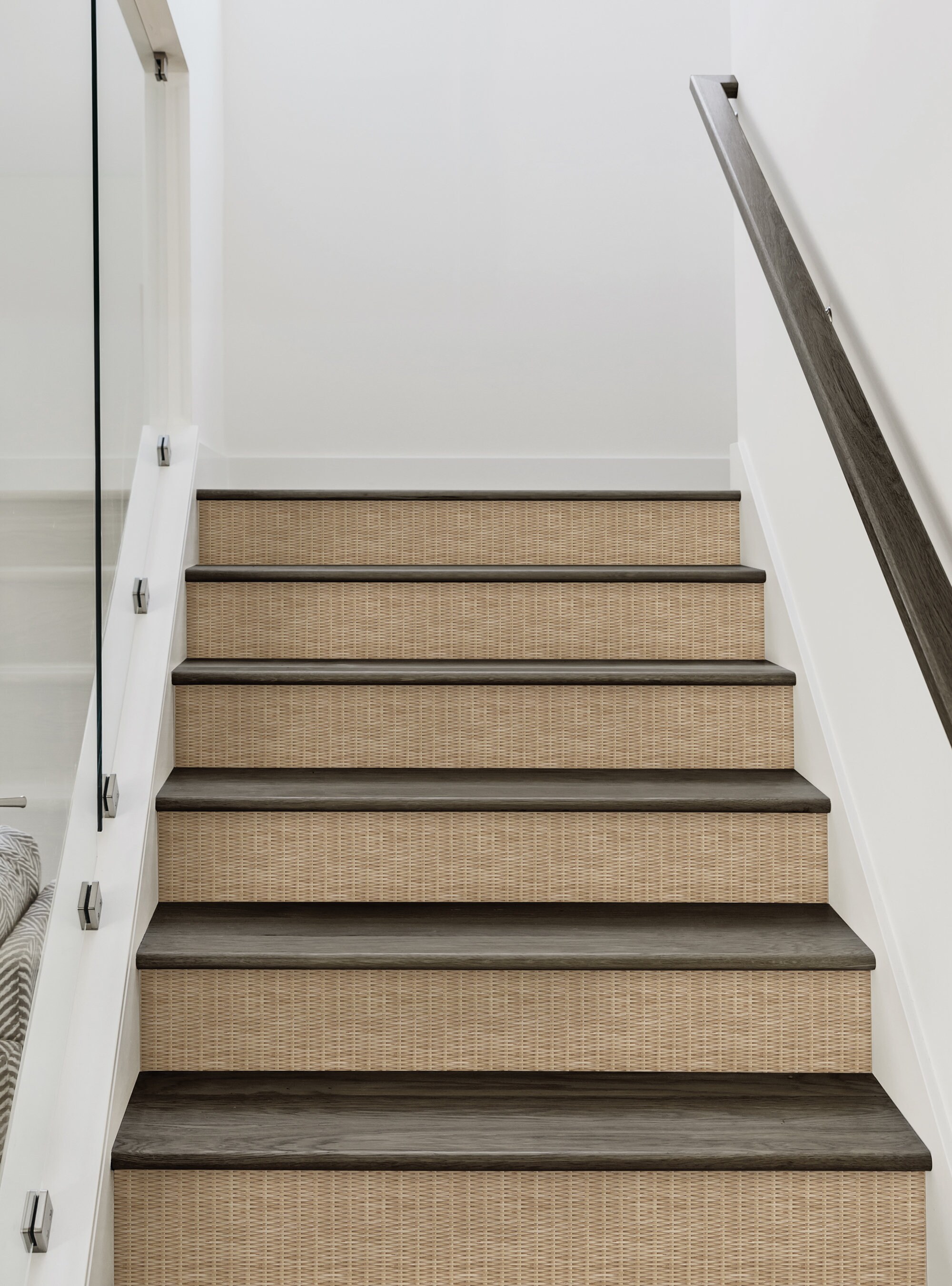 Rattan Weave Look, Natural, Self Adhesive Repositionable Stair Riser ...