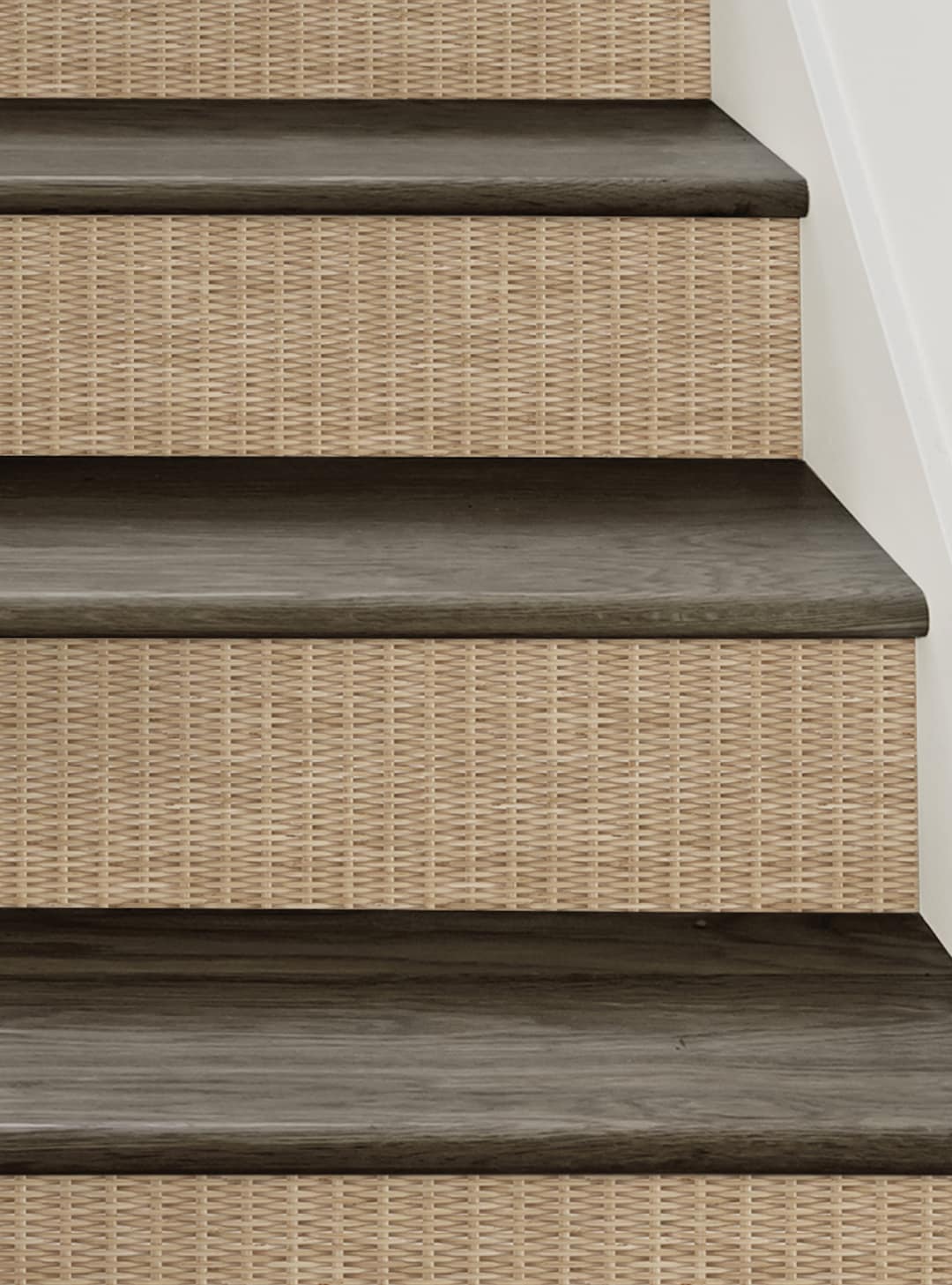 Rattan Weave Look, Natural, Self Adhesive Repositionable Stair Riser ...