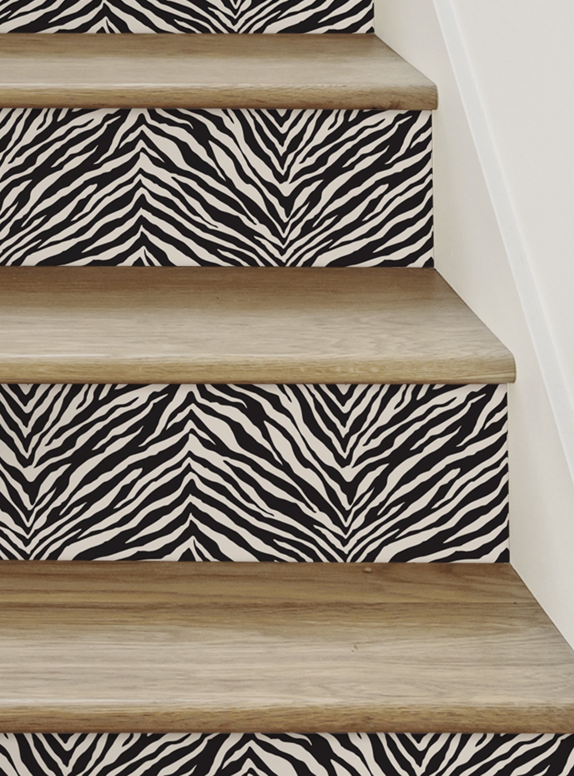 Zebra Print Black Stair Riser Decals - Etsy
