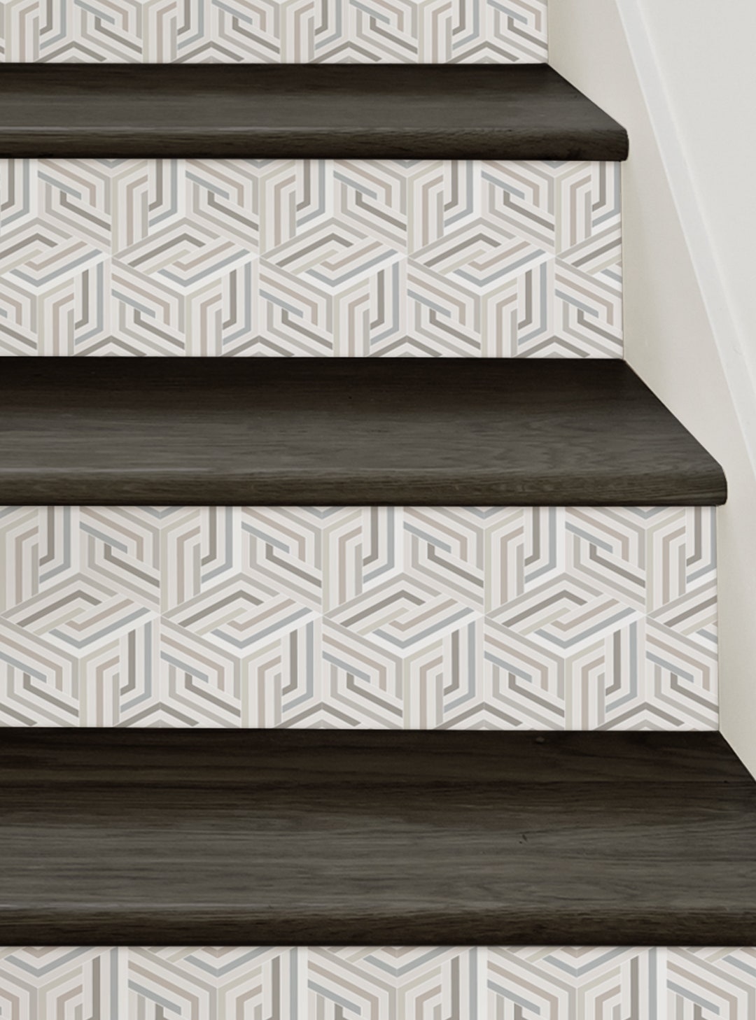 Op Art Line 3D Cubes, Neutral, Stair Riser Decals - Etsy