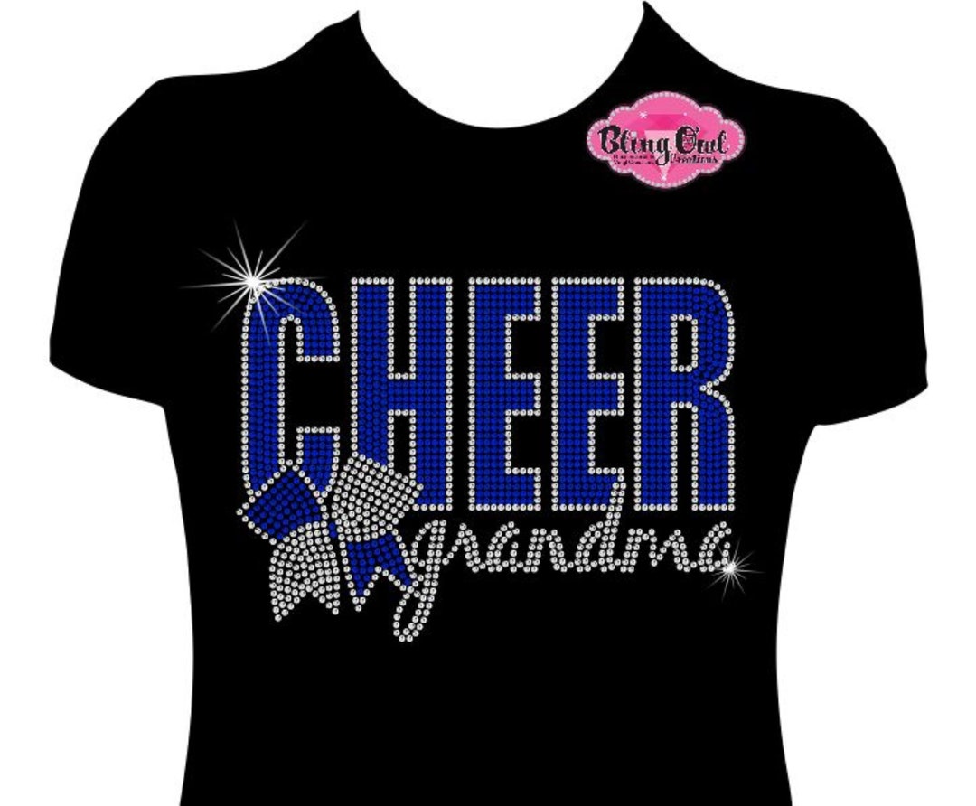 Cheer Grandma Rhinestone Bling Shirt, Cheerleader Bow T-shirt, Sparkly ...