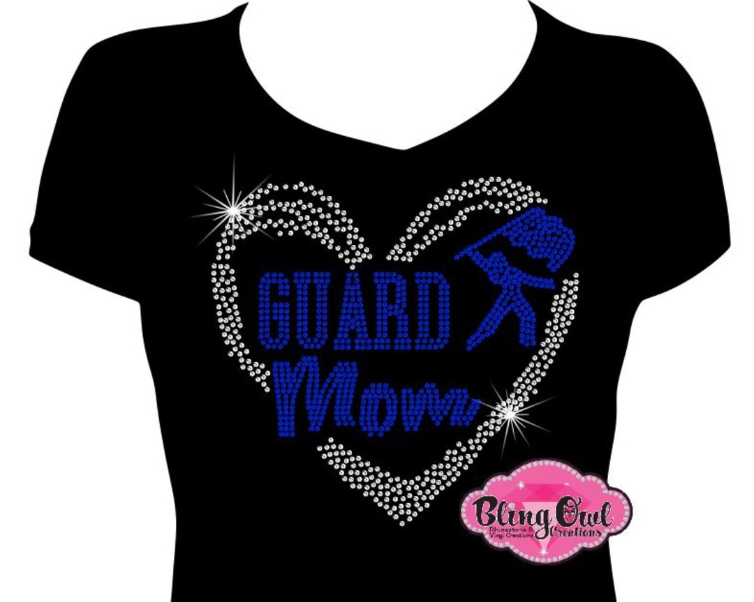 Color Guard Mom Sparkle Tee, Bling Rhinestone Guard T-shirt, Marching ...