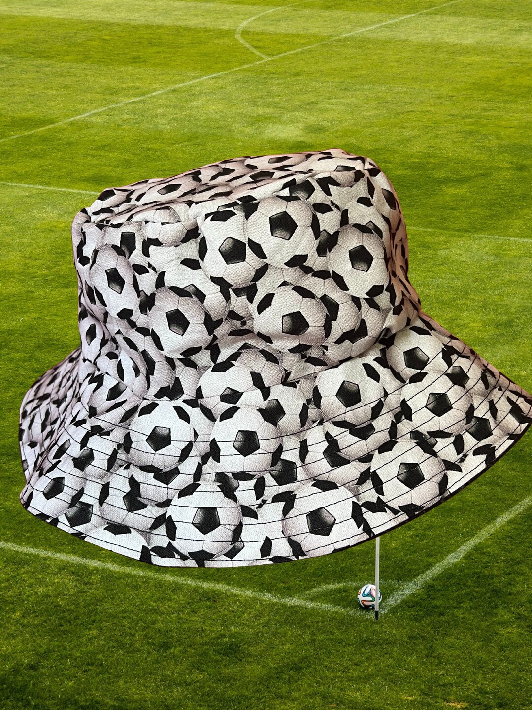 Handmade Reversible Soccer Ball Bucket Hat Unisex Summer Sun Protection ...