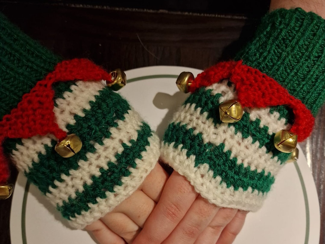 Handmade Fingerless Christmas Elf Mitts With Jingle Bells - Etsy