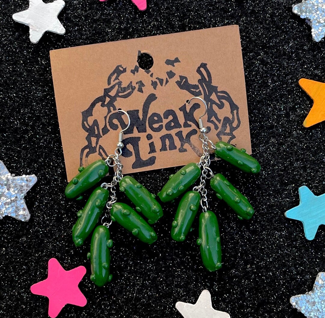 Pickle Dangle Earrings | Fun & Bold Statement Earrings | Handmade ...