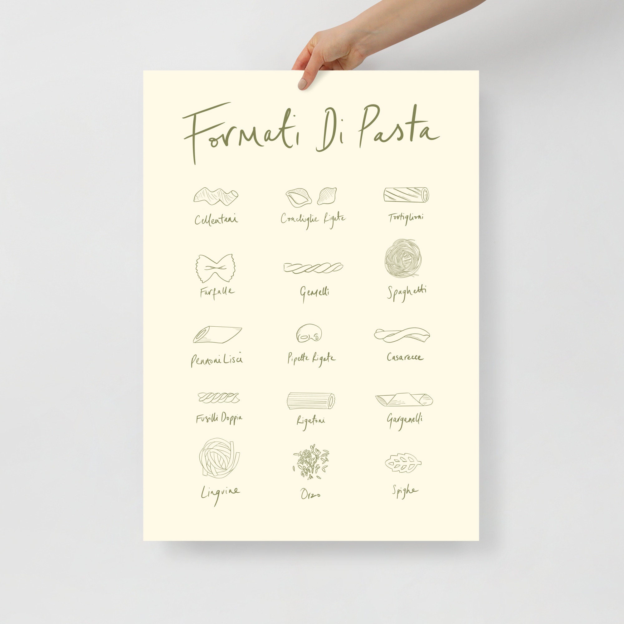 Pasta Poster Pasta Guide Pasta Picture Pasta Types Wall Art - Etsy