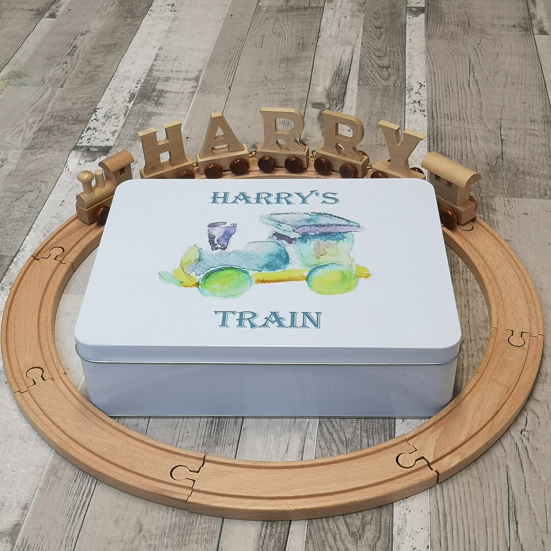 Wooden Name Train Set – Personalized Toy With Tin Box - Etsy UK